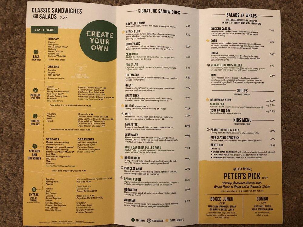 Menu at TASTE cafe, Virginia Beach, Shore Dr