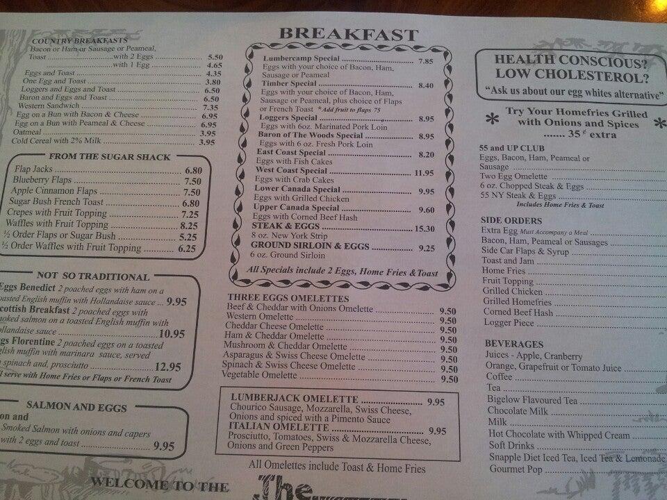 Menu at The Lumberjack Restaurant, Windsor