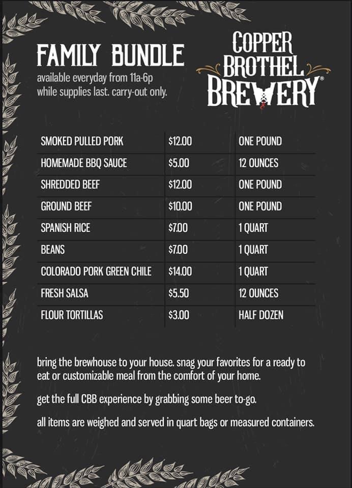 Menu at Copper Brothel Brewery pub & bar, Sonoita