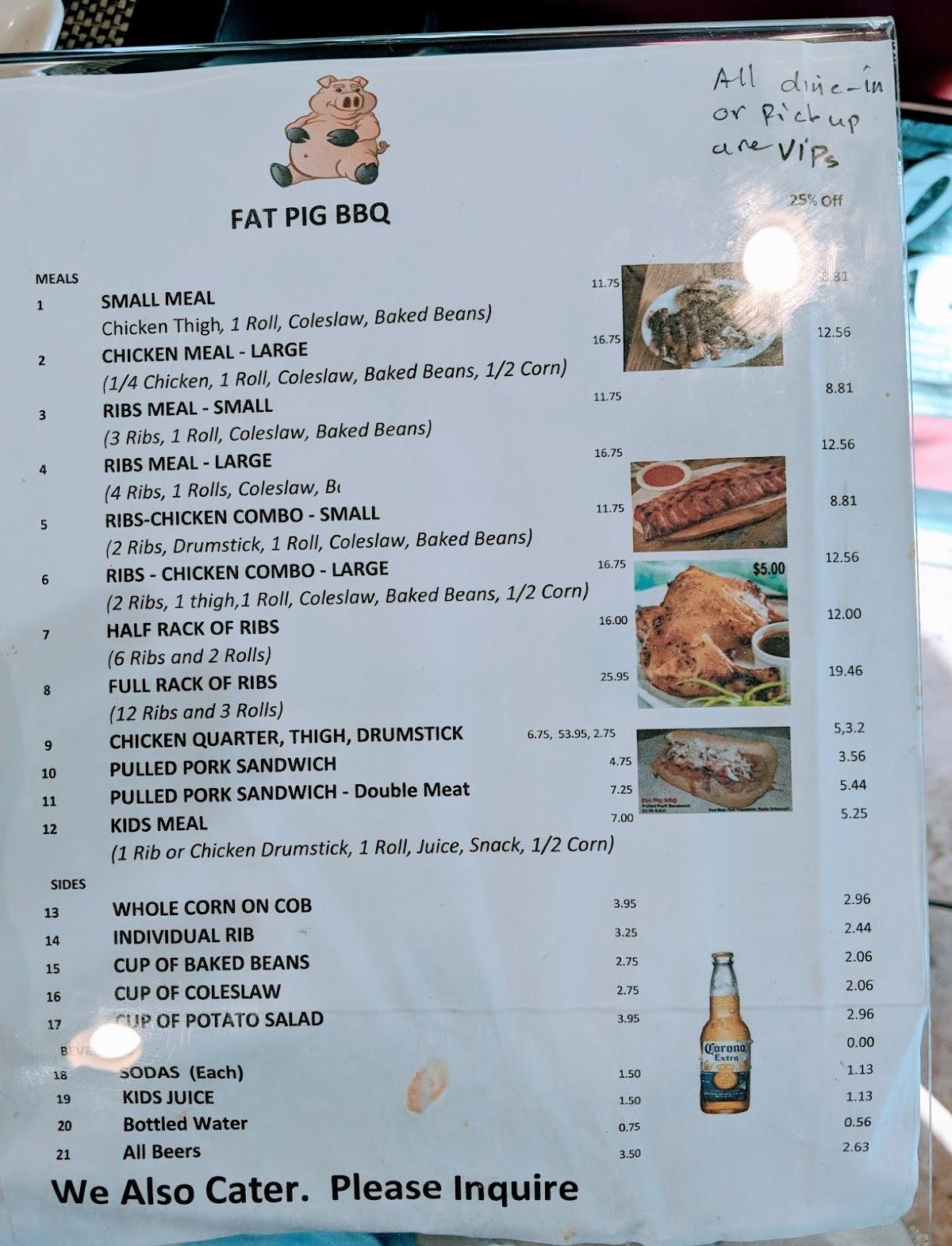 Menu at Fat Pig BBQ, Edmonds