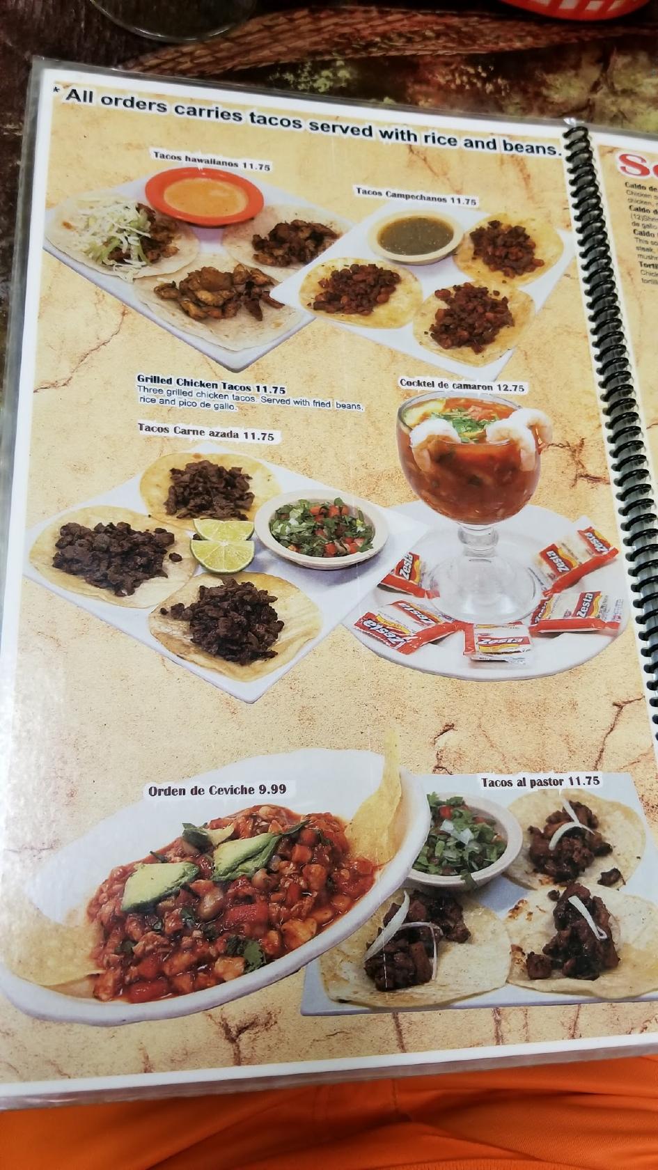 Menu at Las Flores restaurant, Rockwell City