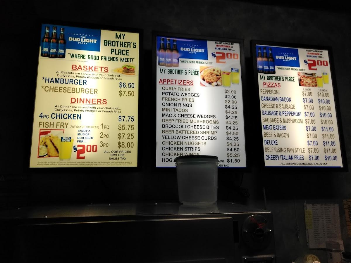 Menu at My Brother's Place pub & bar, Spencer