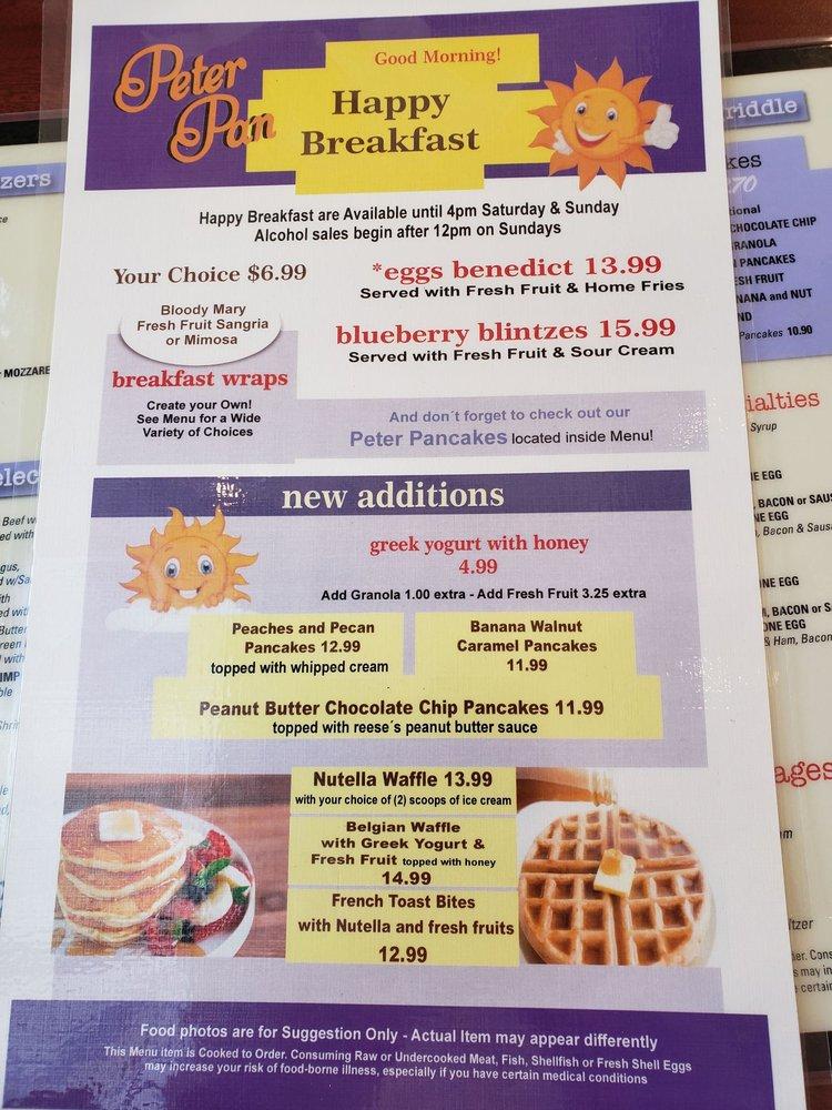 Menu at Peter Pan Diner restaurant, Bay Shore, 999 Sunrise Hwy