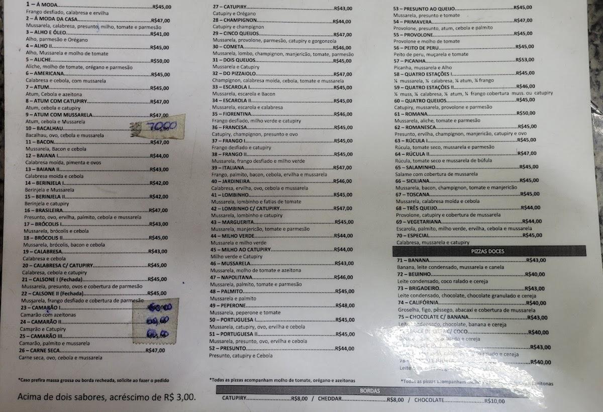 Menu em Pizzaria Monteiro, Suzano