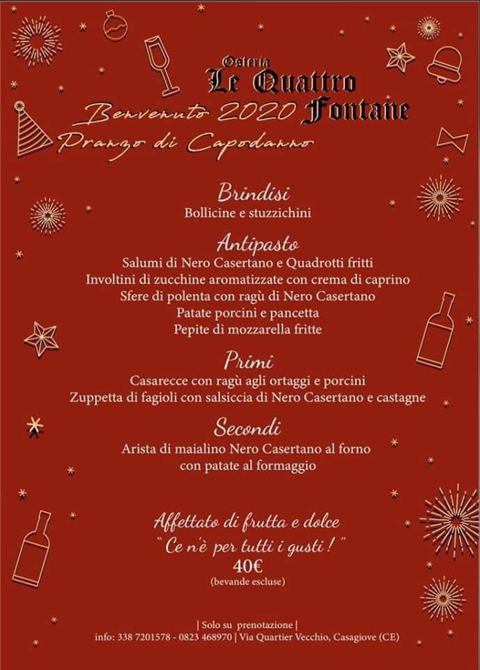 Menu da Ristorante le Quattro Fontane, Casagiove