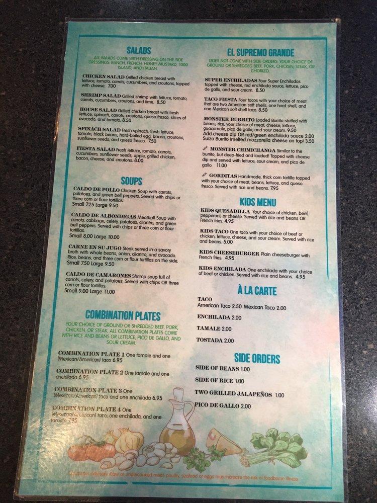 Menu at Ayda's Mexican Cuisine restaurant, Rensselaer, 208 S Van ...