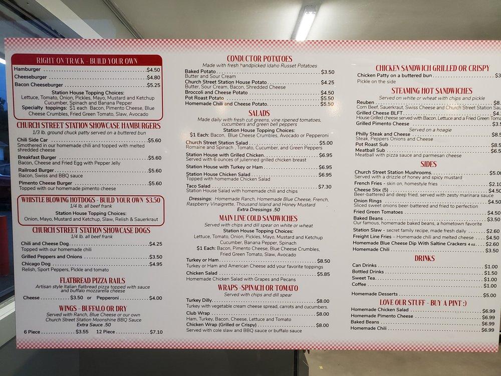 Menu at Church Street Station restaurant, Mountain City