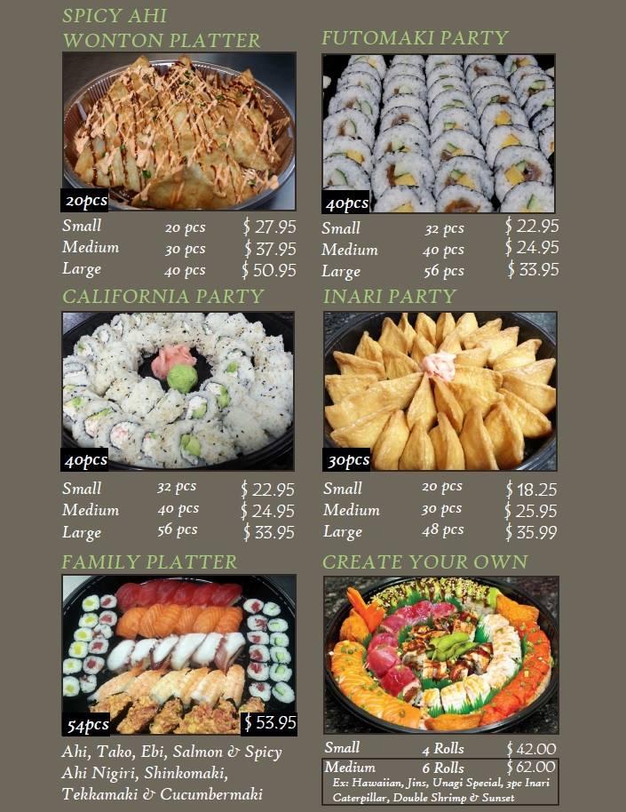 Menu at Damo Sushi restaurant, Pearl City