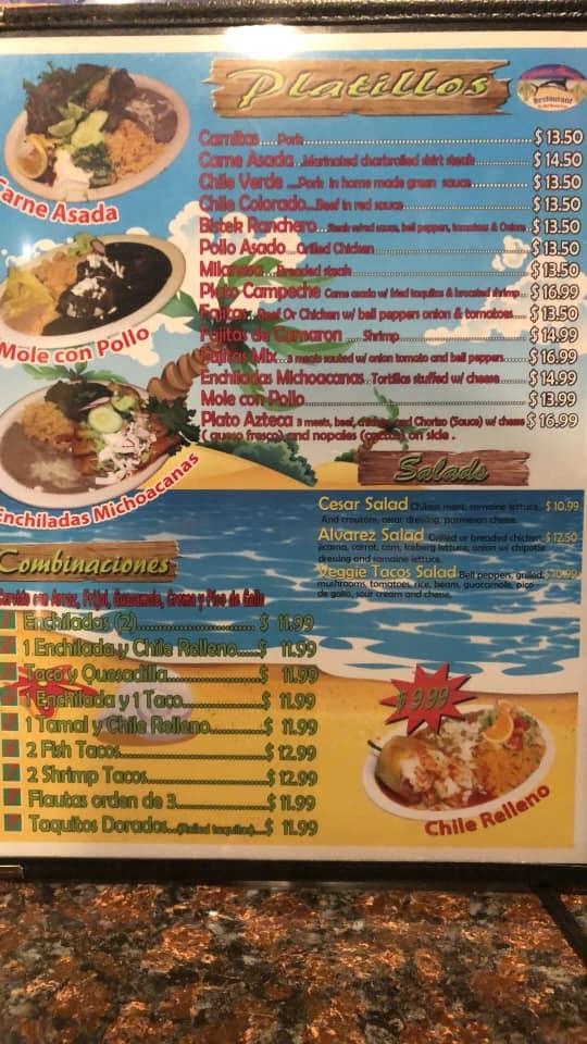 Menu at Alvarez Restaurant, Hidden Valley Lake