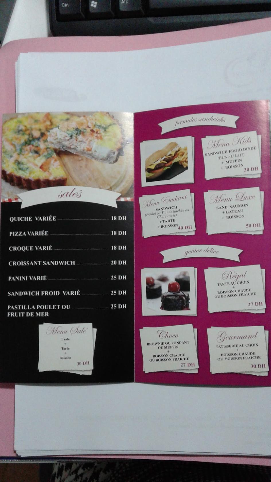 Menu at Feri's cafe, Casablanca