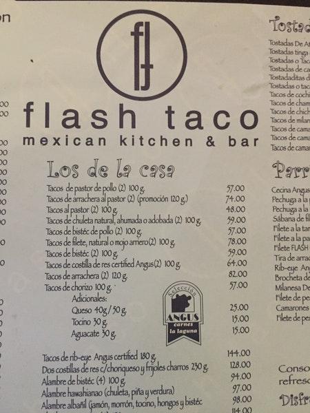 Menu at Flash Taco restaurant, Naucalpan, Av de las Fuentes 17-Local-C