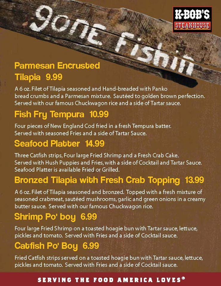 Menu at K-BOB'S Steakhouse and Catering, Ruidoso