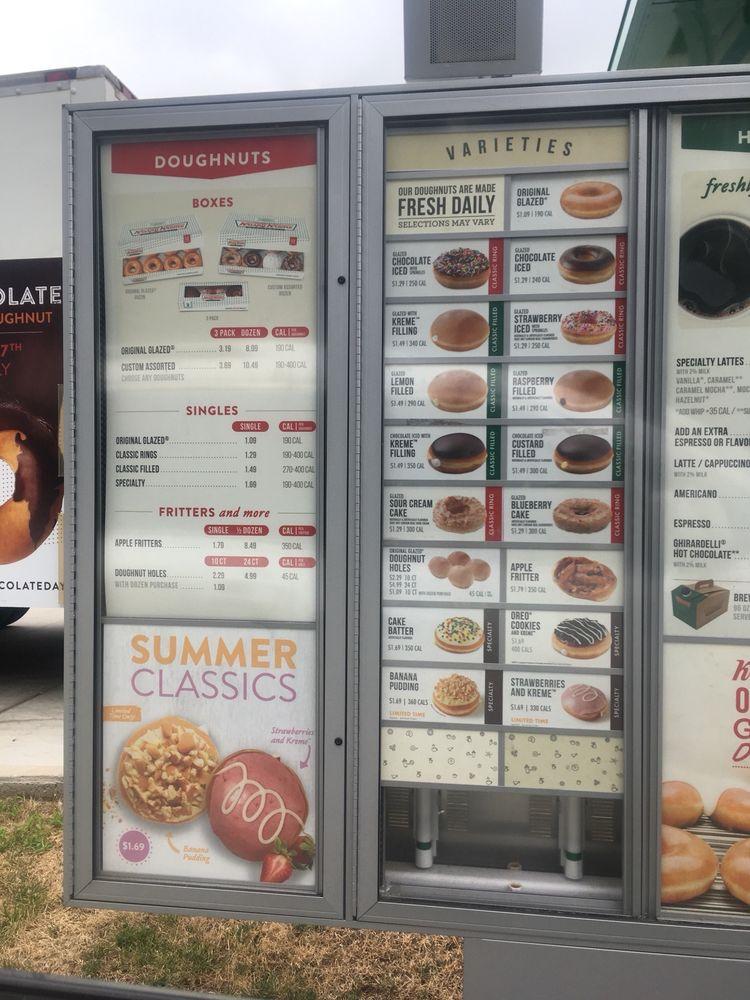 Menu at Krispy Kreme restaurant, Newport News