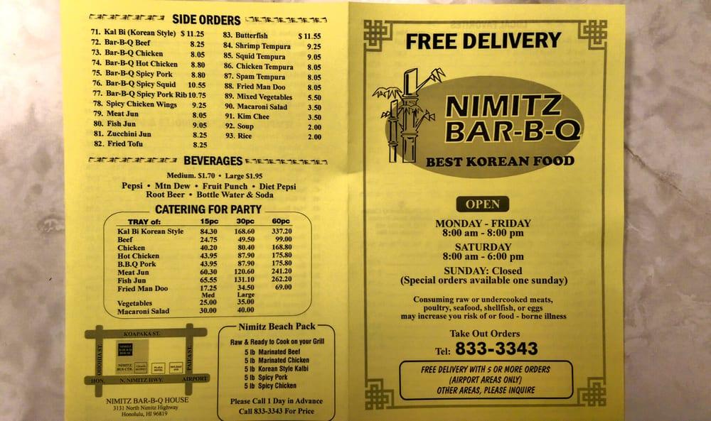 Menu at Nimitz Bar-Bq House, Honolulu