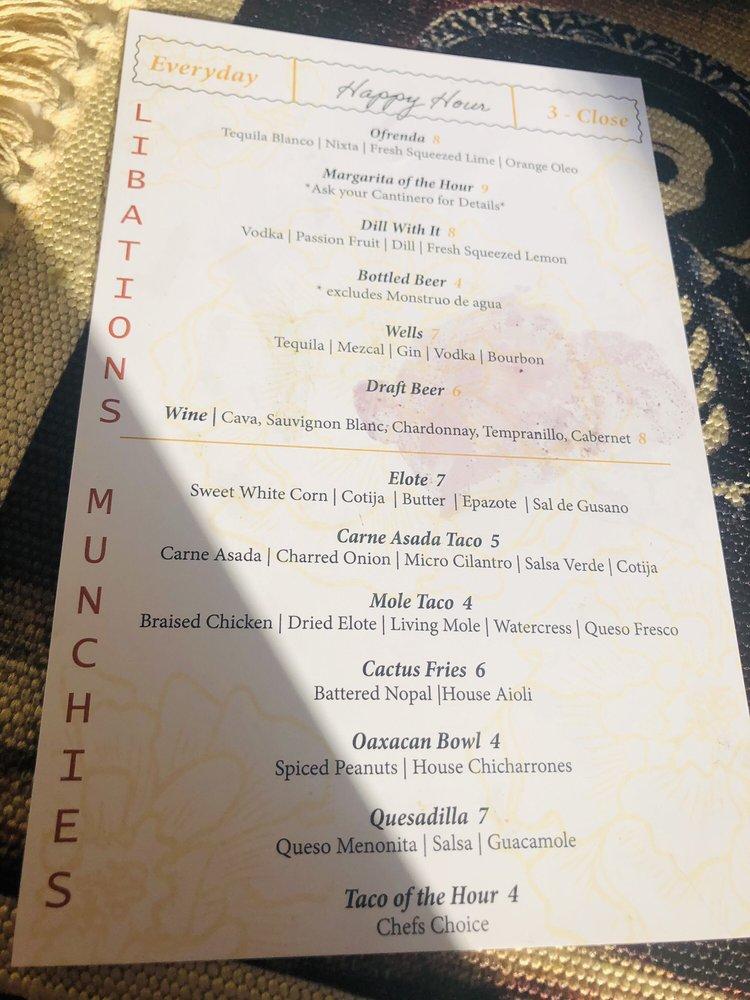 Menu at Ofrenda pub & bar, Cave Creek