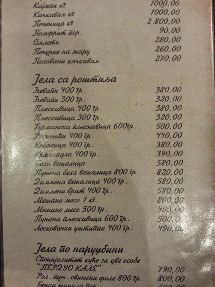 Menu at Restoran Kale restaurant, Vrbovno, E763