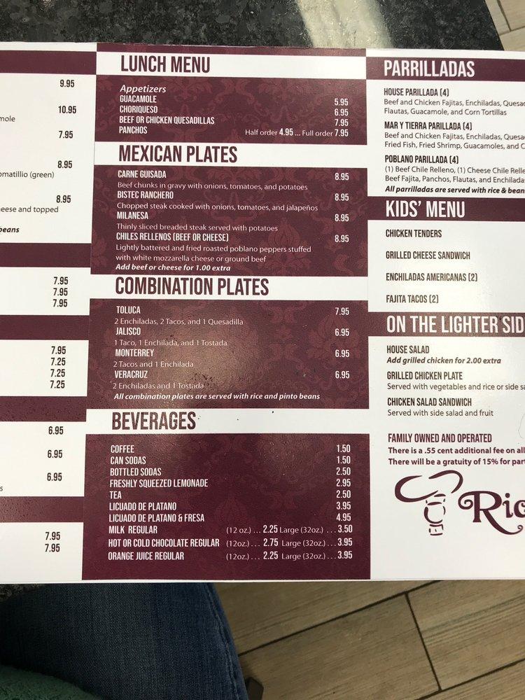 Menu at Ricardo's Restaurant- Jaime Zapata Ave., Brownsville, Jaime J ...