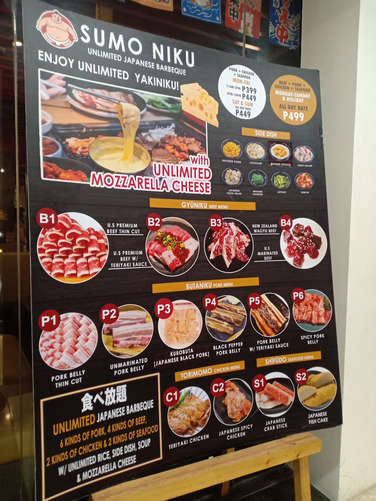 Menu at Sumo Niku restaurant, Makati