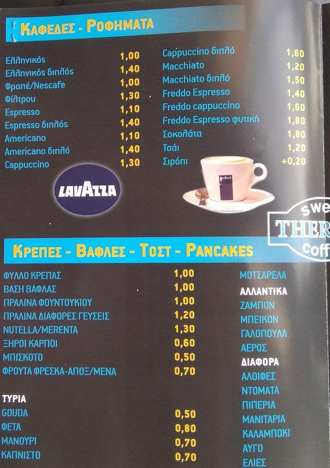 Carta de Sweet Therapy Coffee, Sykies