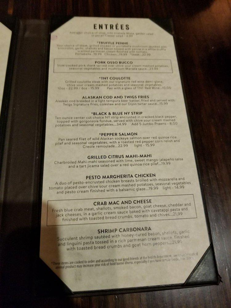 Menu at Twigs Bistro and Martini Bar, Meridian