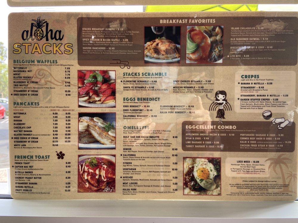 Menu at Aloha Stacks Island Eatery & Bakery, Cerritos