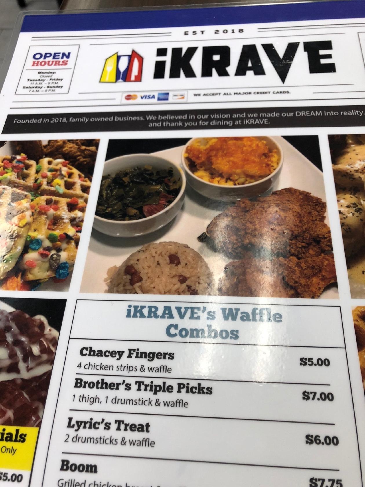 Carta del restaurante iKrave, Miami, NW 7th Ave