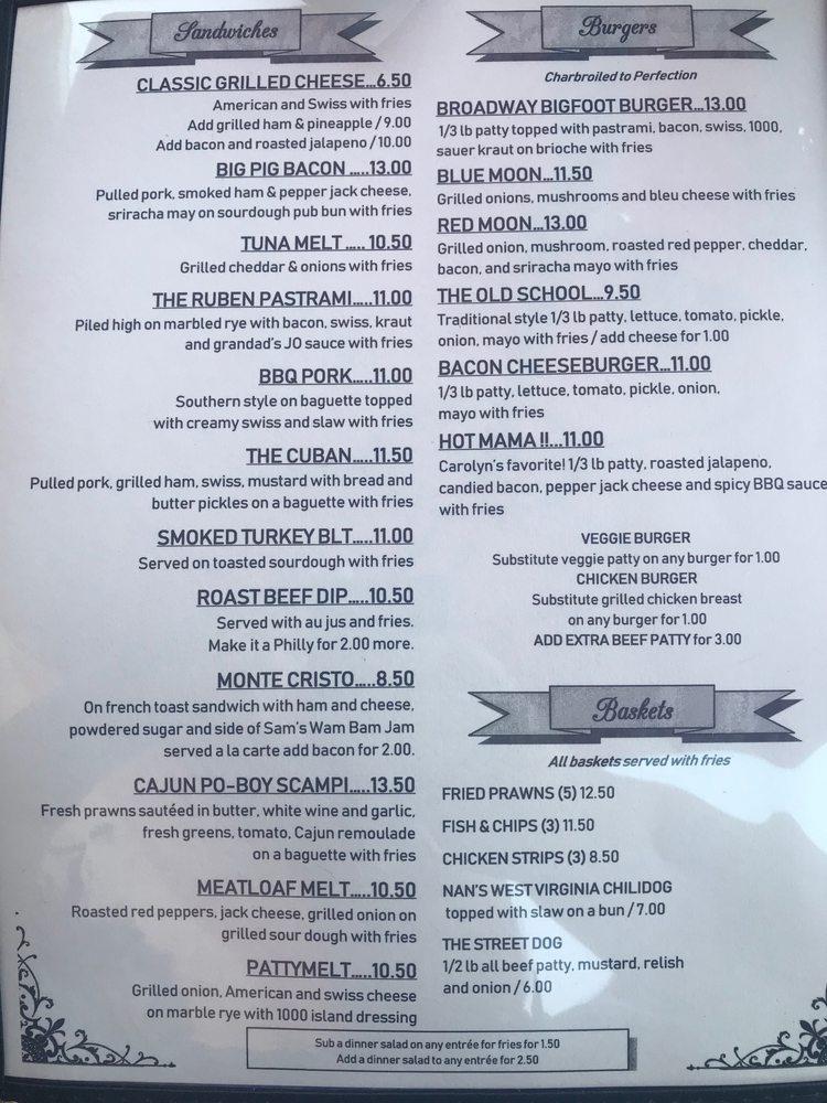 Menu at Broadway Grill pub & bar, Veneta