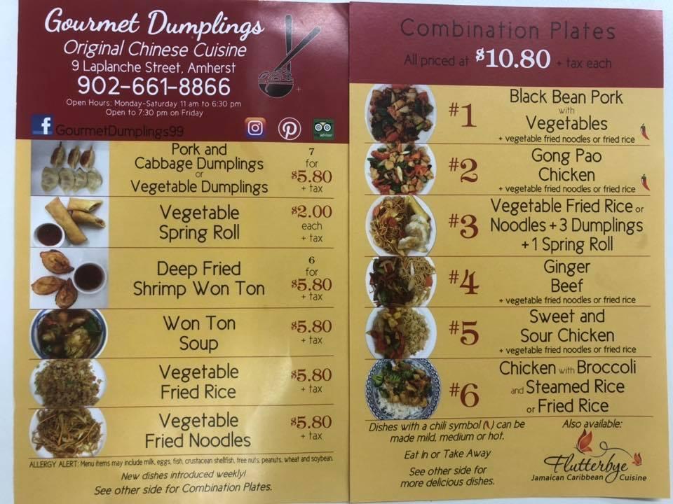 Menu at Gourmet Dumplings restaurant, Amherst