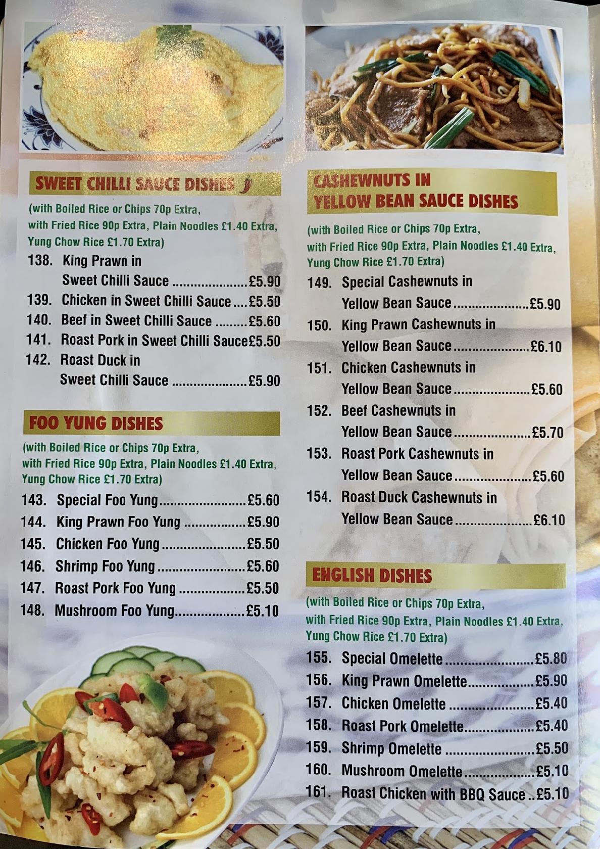 Menu at Happy Gathering fast food, Blackpool, 80 Norbreck Rd