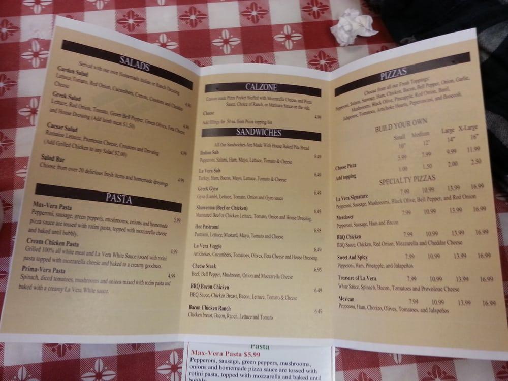 Menu at La Vera Pizzeria, Santa Maria