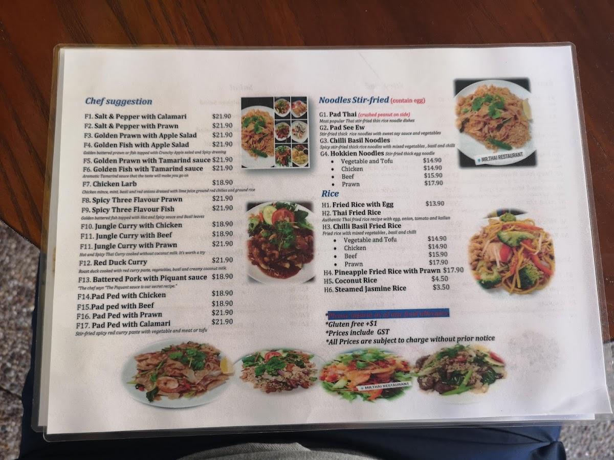 Menu at Mr. Thai Restaurant, Southport, Unit 417/