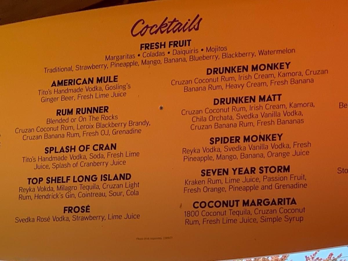 Menu at On the Rocks Smoke House & Tiki Bar, Clay Township