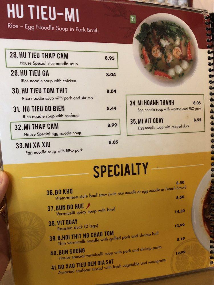 Menu at Pho Hang & Grill restaurant, Houston