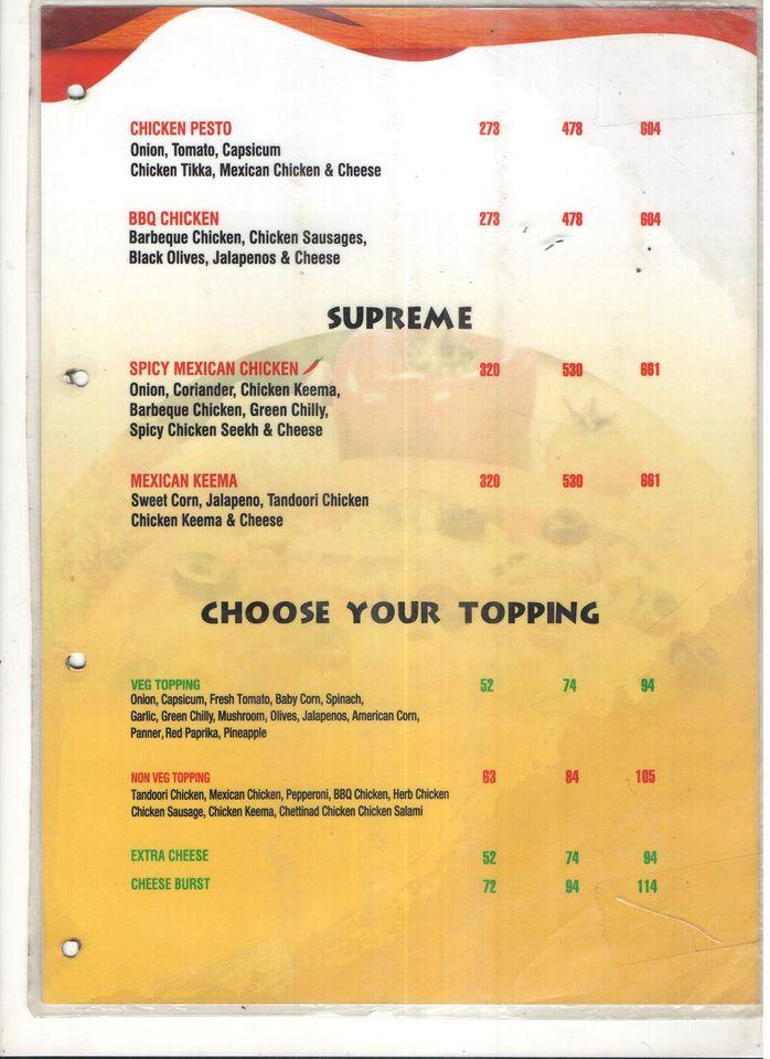 Menu at Wendo's Pizza, Solan