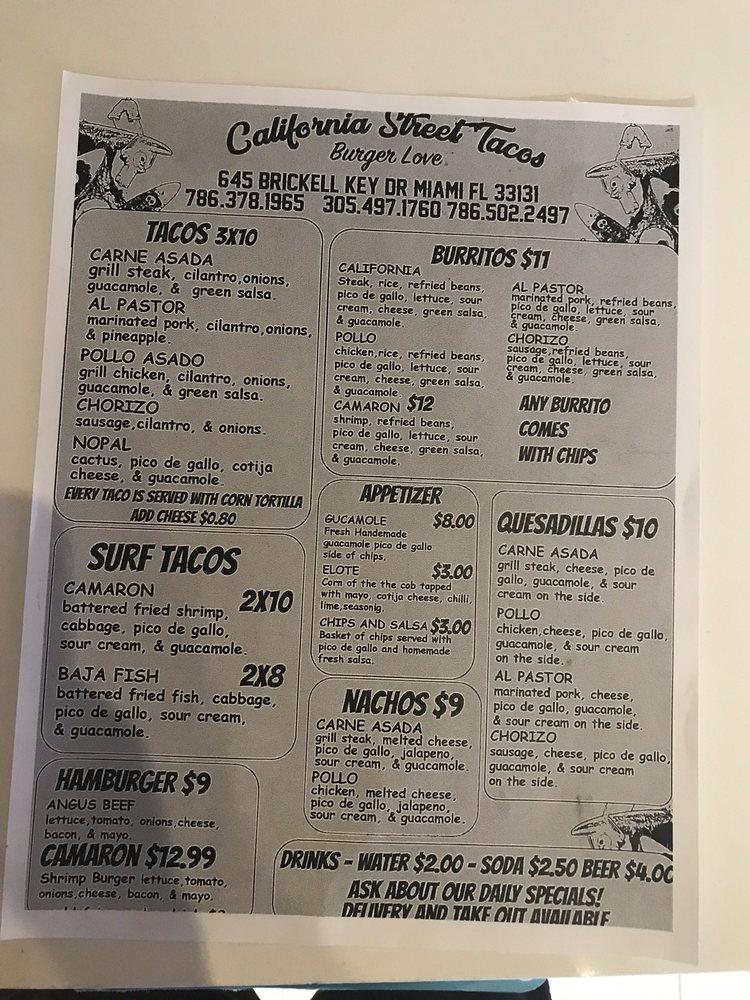 Menu at Burger Love fast food, Miami