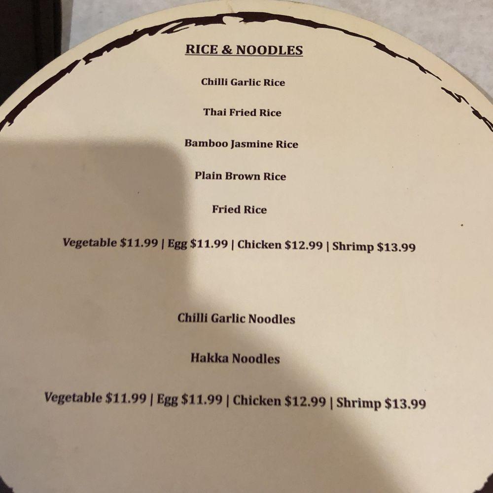 Menu at Chef's Table restaurant, Edison