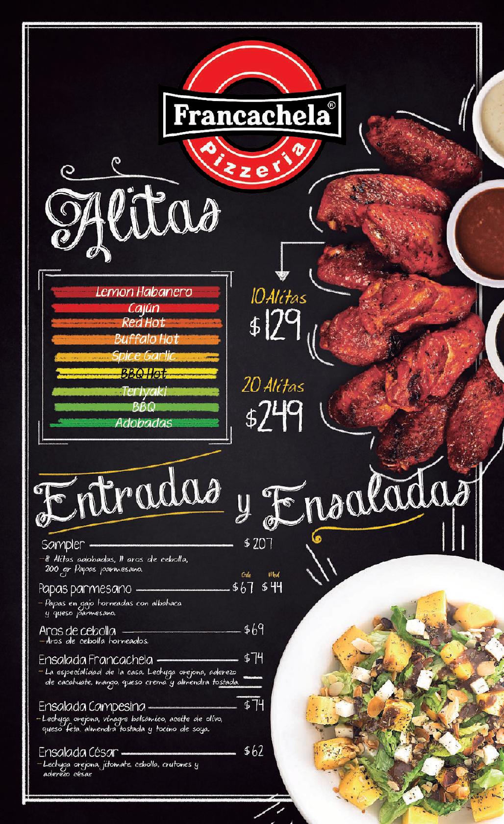 Menu at Francachela Dolores restaurant, Dolores Hidalgo