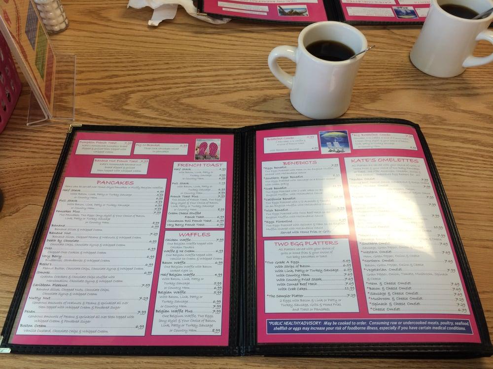 Menu at Kate's Pancake House restaurant, Carolina Beach