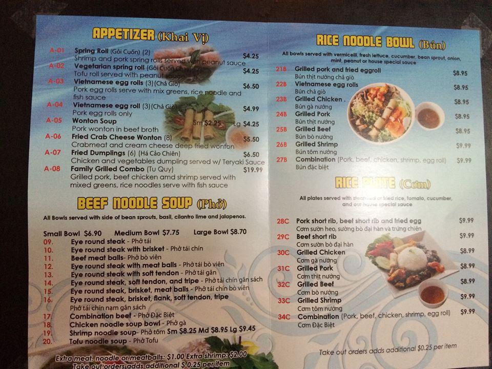 Menu at Phở 65 restaurant, Arvada, Wadsworth Blvd #275