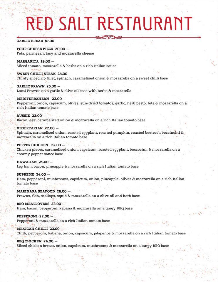 Menu at Red Salt Restaurant, Trunding