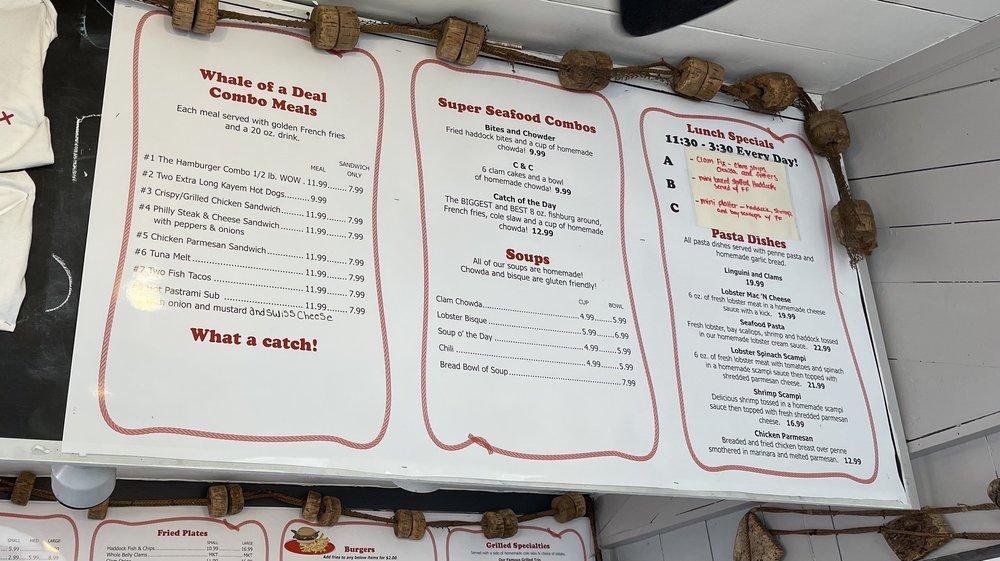 Menu at The Clam Box restaurant, Brookfield, 53 S Maple St