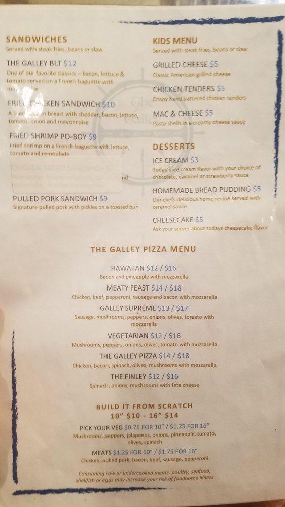 Menu at The Galley restaurant, Foley, Co Rd 10