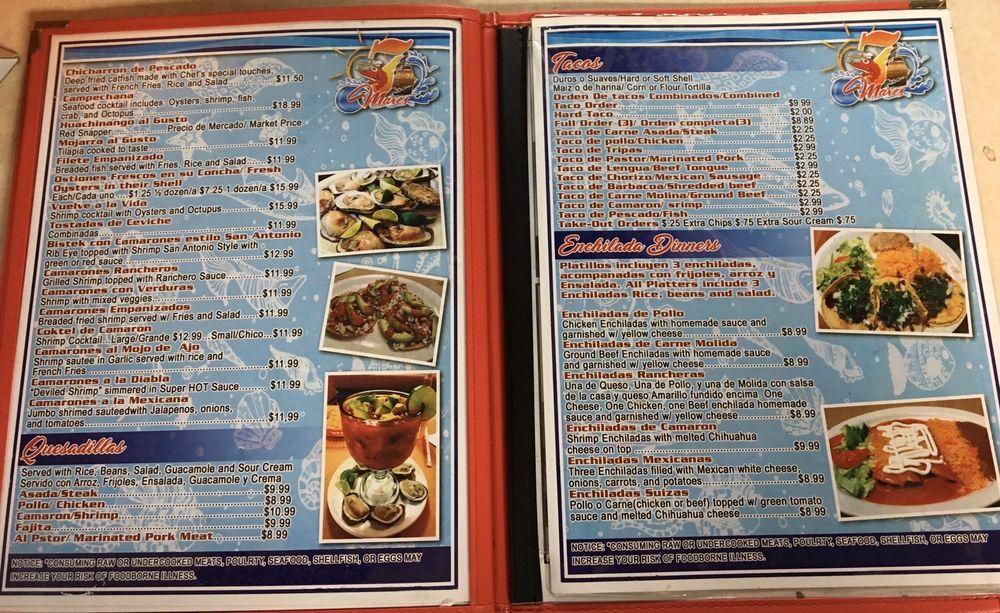 Menu at 7 Mares restaurant, Grand Rapids, Kalamazoo Ave SE