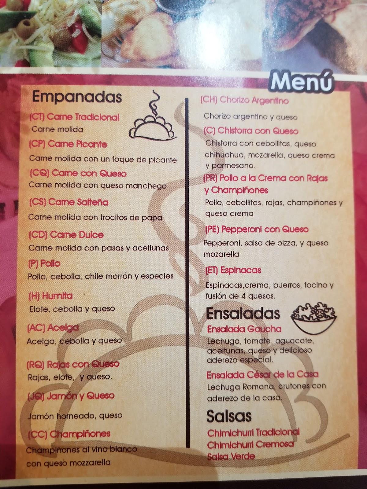 Carta del restaurante Antojo Argentino, Reynosa, Rio San Juan 415