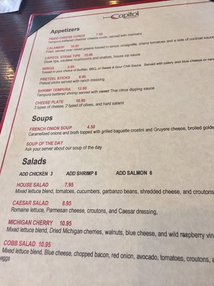 Menu at Capitol Bistro & Bar, Romulus