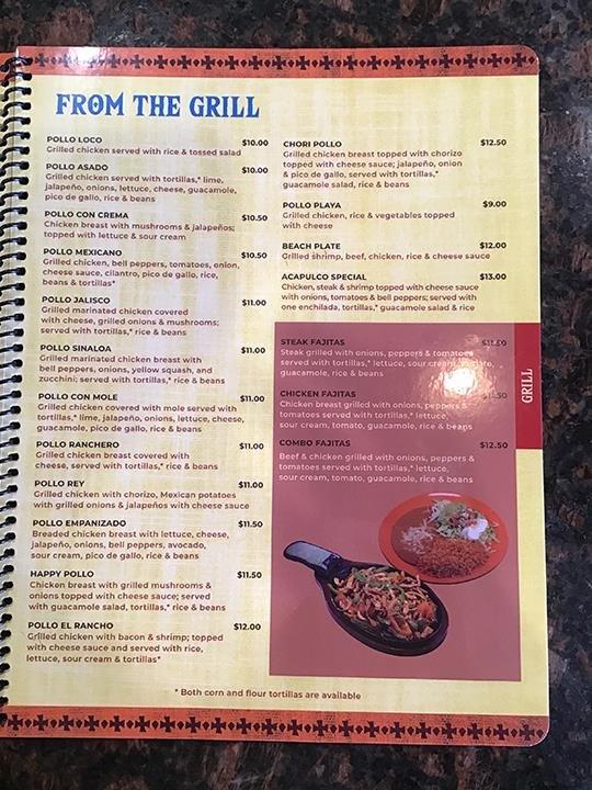 Menu at El Rancho Grande II restaurant, Savoy