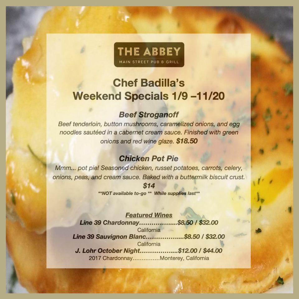 Menu at The Abbey restaurant, Seal Beach