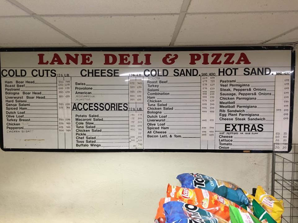 Menu at Lane Deli & Pizza pizzeria, Stony Point