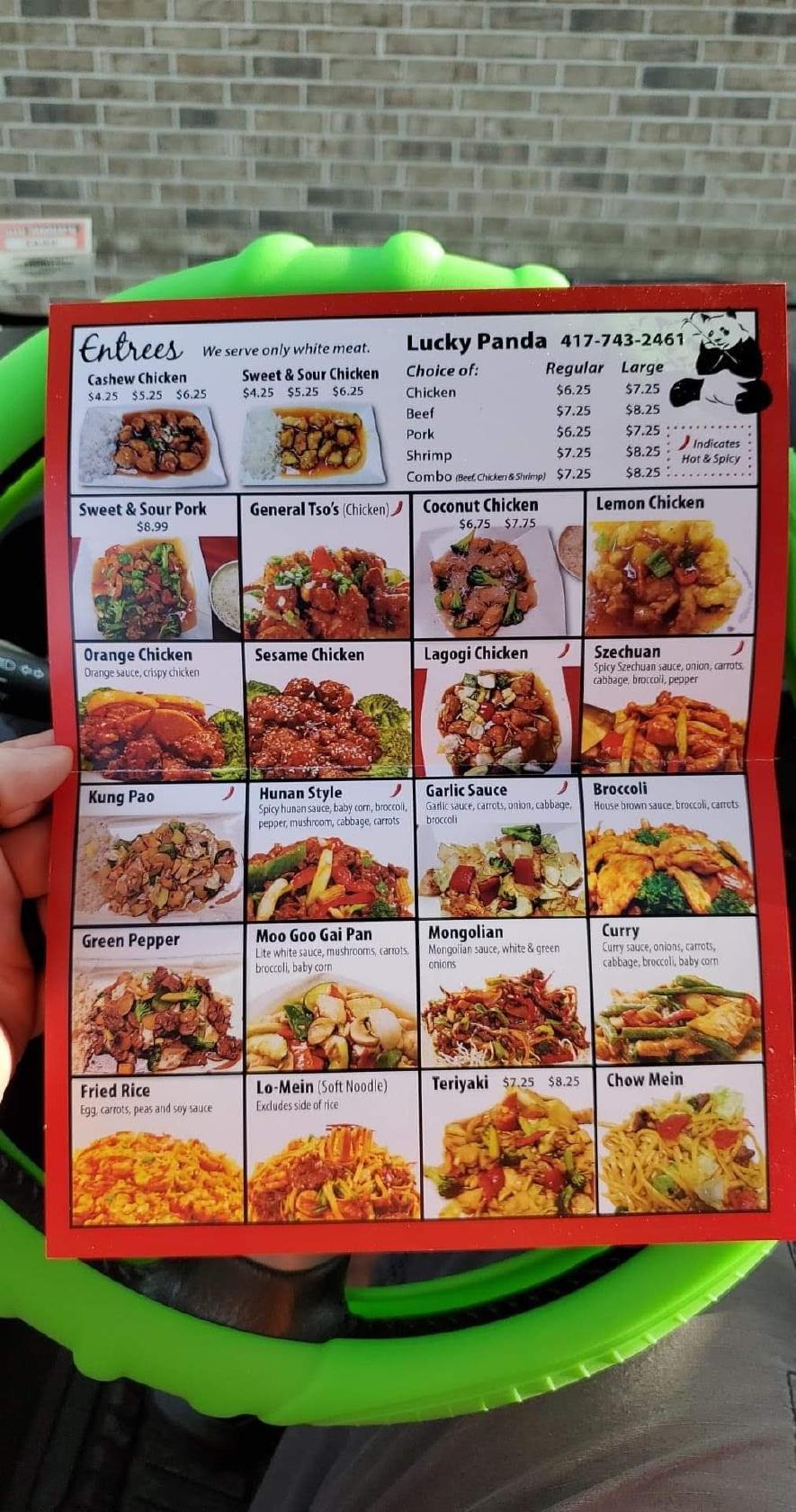 Menu at Lucky Panda restaurant, Clever, State Hwy 14