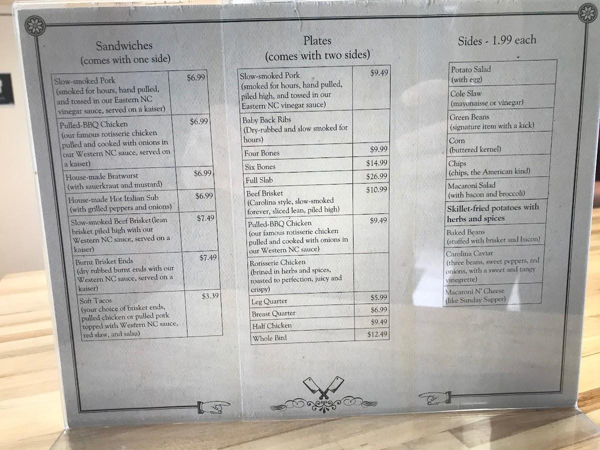 Menu at Noble Meats & Eatery BBQ, Spring Lake